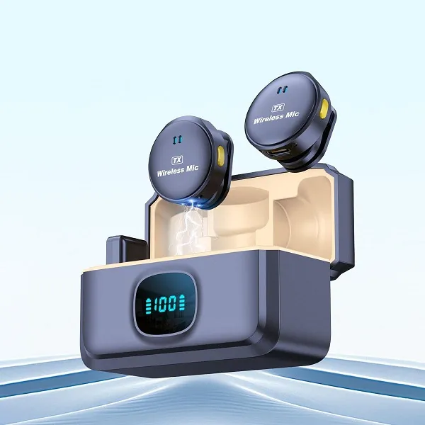 Q8 Wireless Lavalier Microphone | Magnetic Button Display Screen ANC (Type C | Lightning) | Zulacart