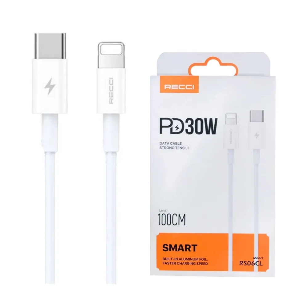 Recci RS06CL PD 30w Type-C to Lightning Cable 1m | Zulacart