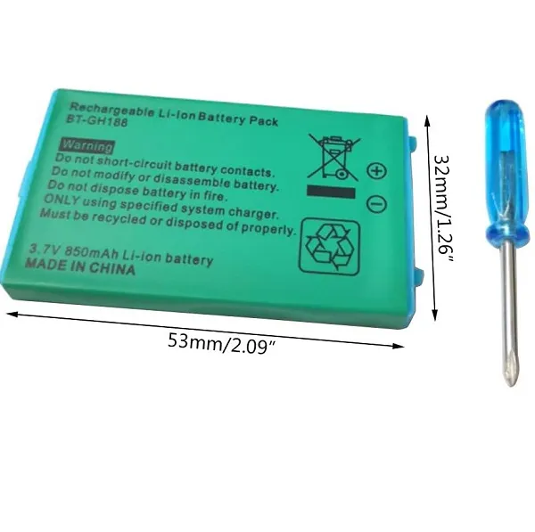 Gameboy Advance GBA SP Rechargeable Li-ion Battery 3.7V 850mAh | Zulacart