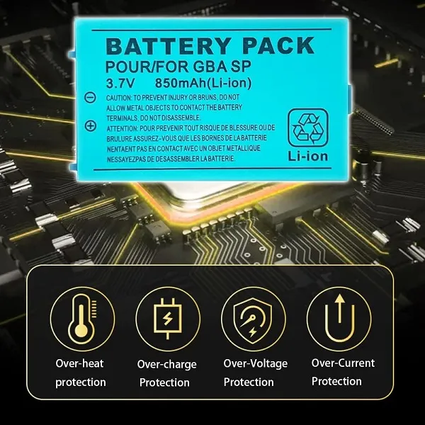 Gameboy Advance GBA SP Rechargeable Li-ion Battery 3.7V 850mAh | Zulacart